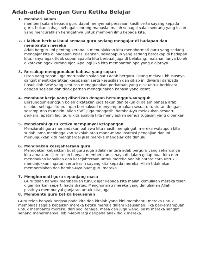 Adab Berguru yang Perlu Diketahui | PDF