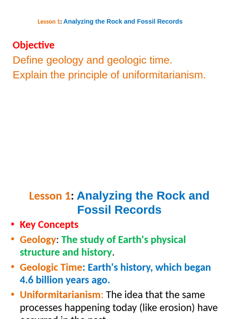 Lesson 1 Analyzing The Rock and Fossil Records 12-1 | PDF | Geology ...