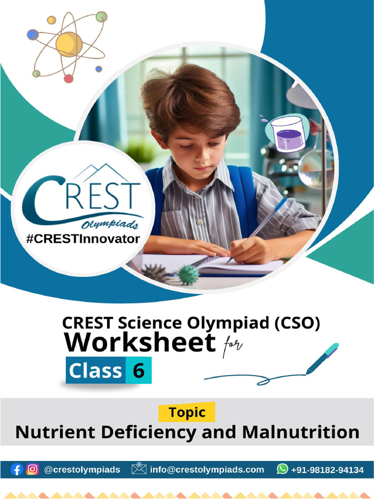 Nutrient Deficiency Worksheet for Class 6 | PDF | Vitamin | Malnutrition