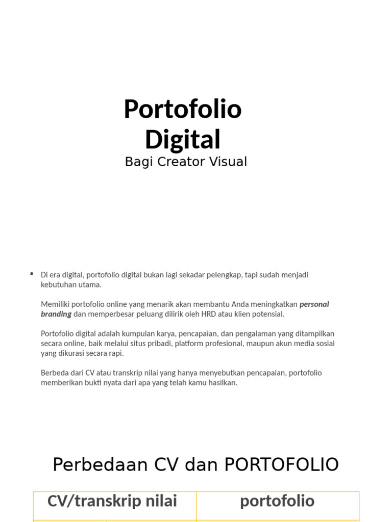 Manfaat Portofolio Digital Bagi Creator Visual | PDF