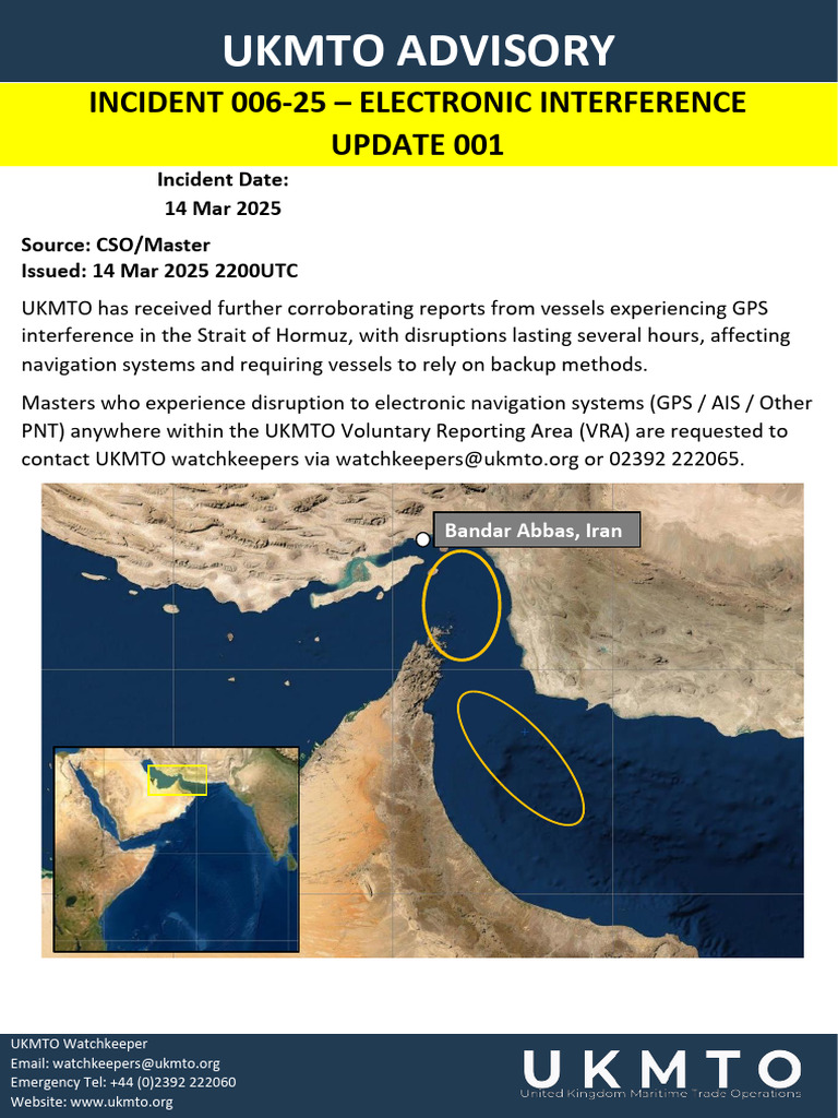 Ukmto Advisory Incident 006-25-Update 001 | PDF