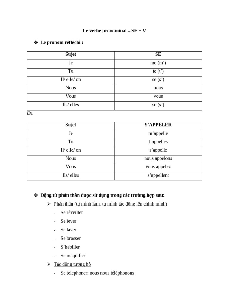 Verbe Pronominal | PDF