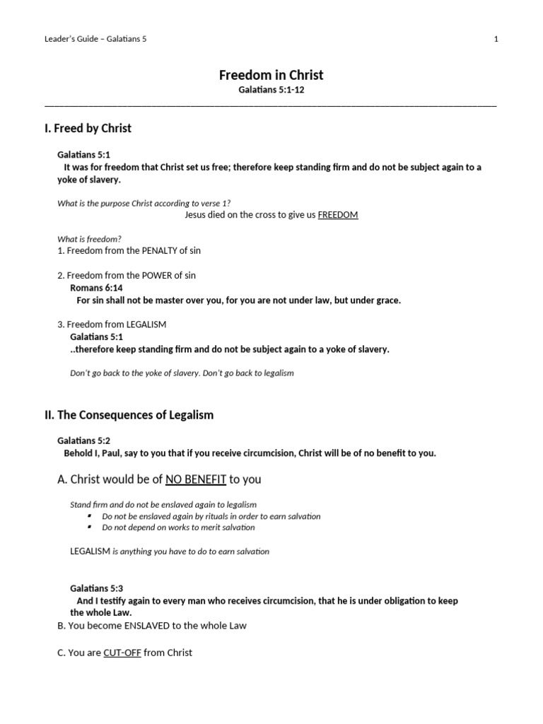 Freedom and Righteousness in Galatians 5 | PDF | Grace In Christianity ...