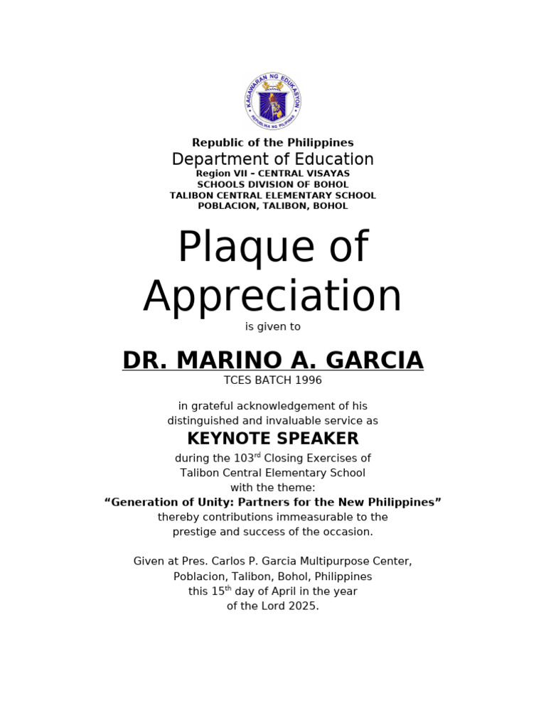 Plaque For Keynote | PDF