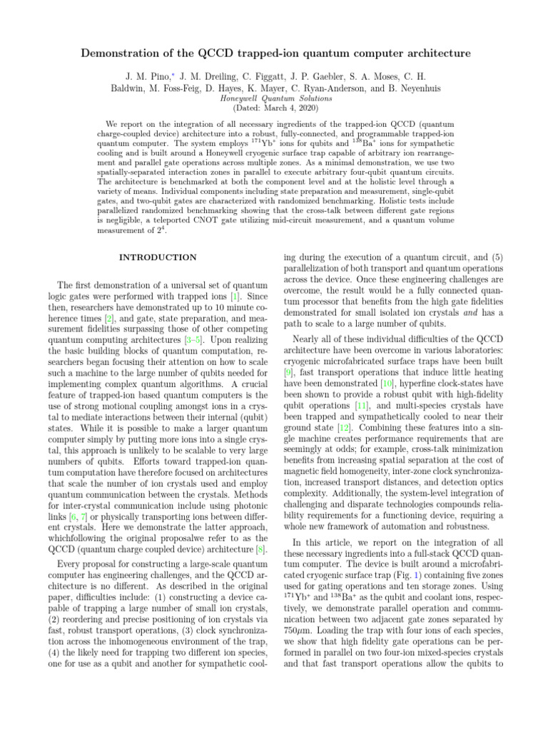 Honeywell Quantum 2003.01293 | PDF | Quantum Computing | Applied ...