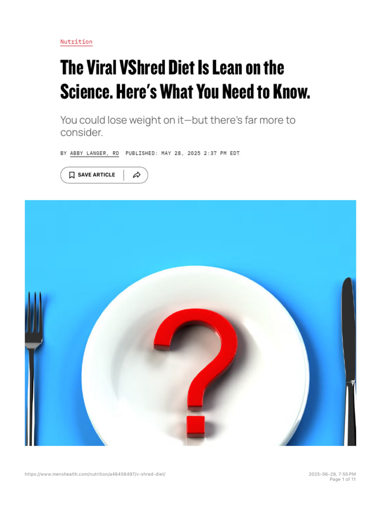 VShred Diet: Claims vs. Reality | PDF | Dieting | Diet (Nutrition)