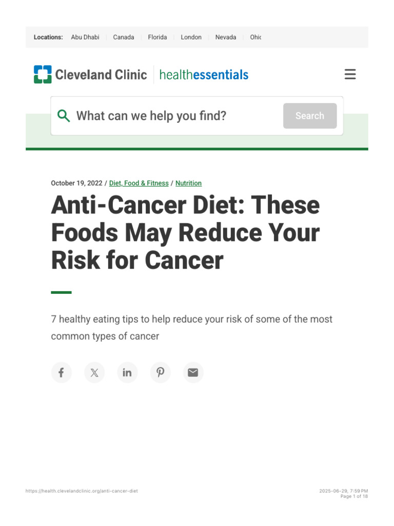 Anti-Cancer Diet: Foods to Reduce Risk | PDF | Cancer | Fat