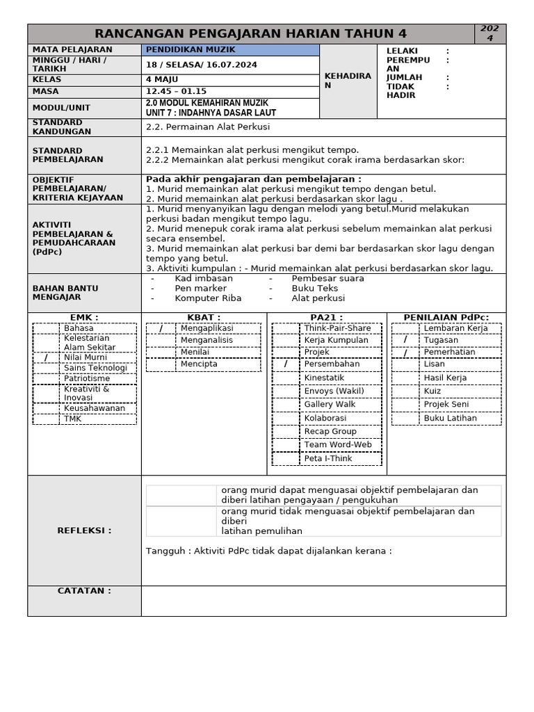 Minggu 19 Permainan Alat Perkusi | PDF