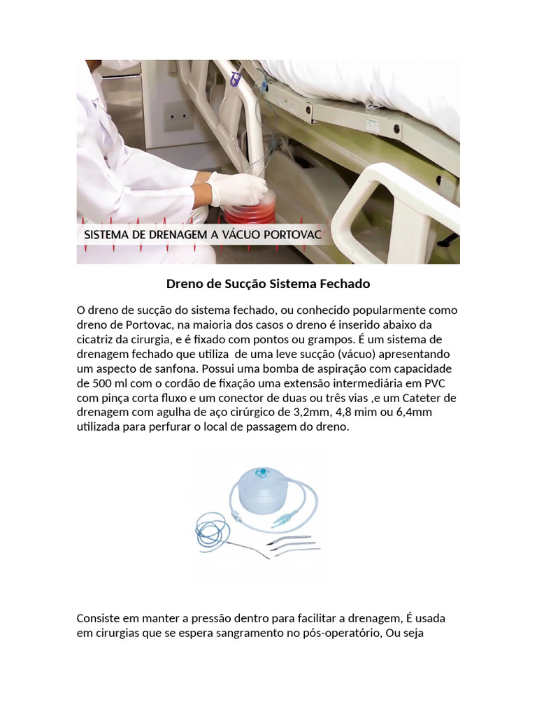 Portovac - Dreno de Sucção | PDF | Especialidades médicas | Medicina ...