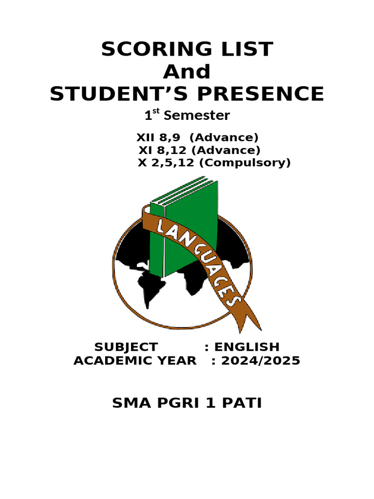 Cover Absensi Dan Daftar Nilai | PDF