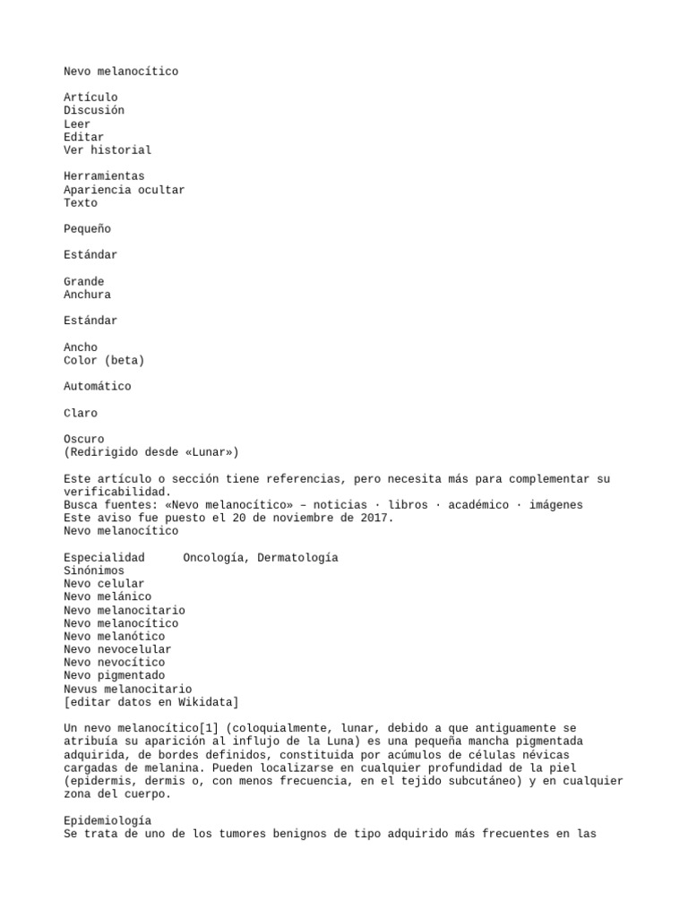 Nevo Melanocítico | PDF | Dermatología | Condiciones cutáneas