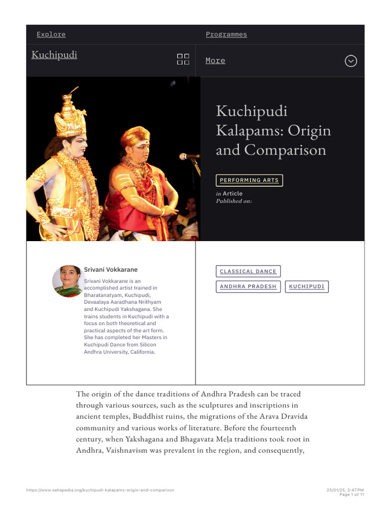 Bhama Kalapam: Kuchipudi's Essence | PDF