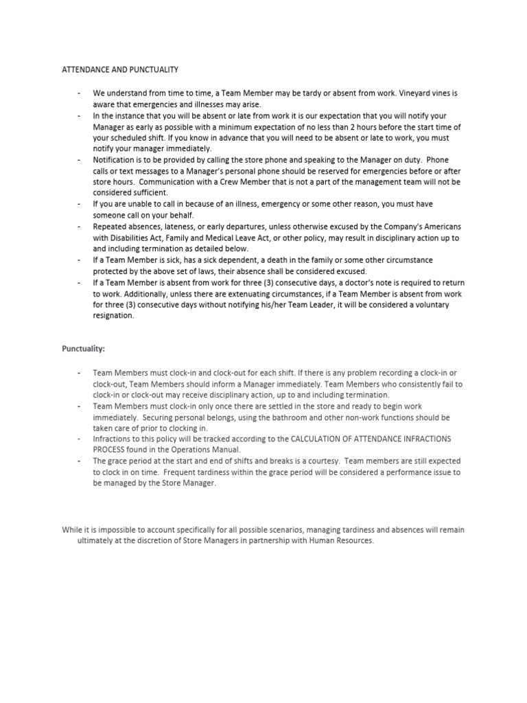 Attendance and Punctuality | PDF | Justice | Crime & Violence