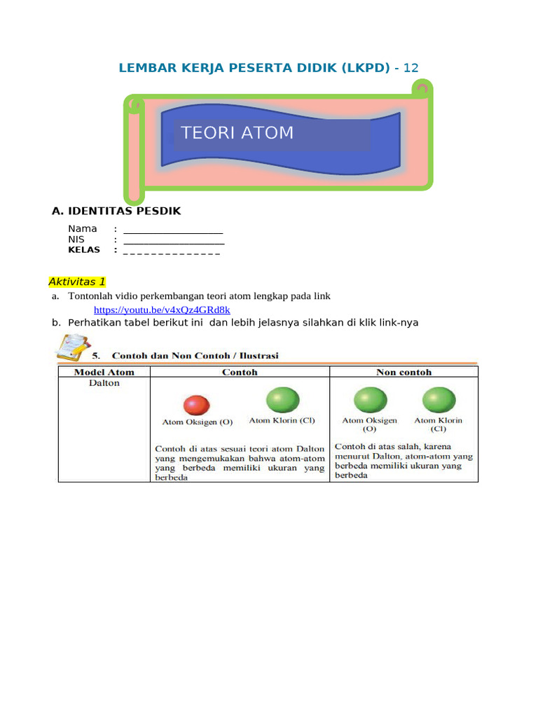 LKPD Struktur Atom | PDF