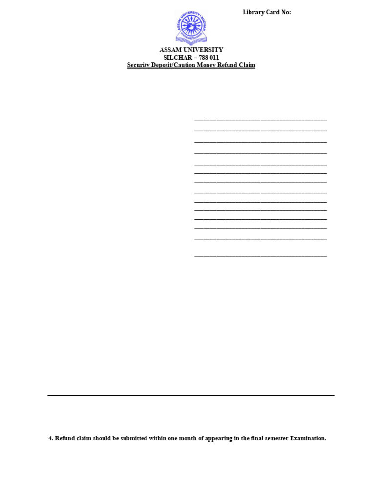 Caution Money Refund Form | PDF