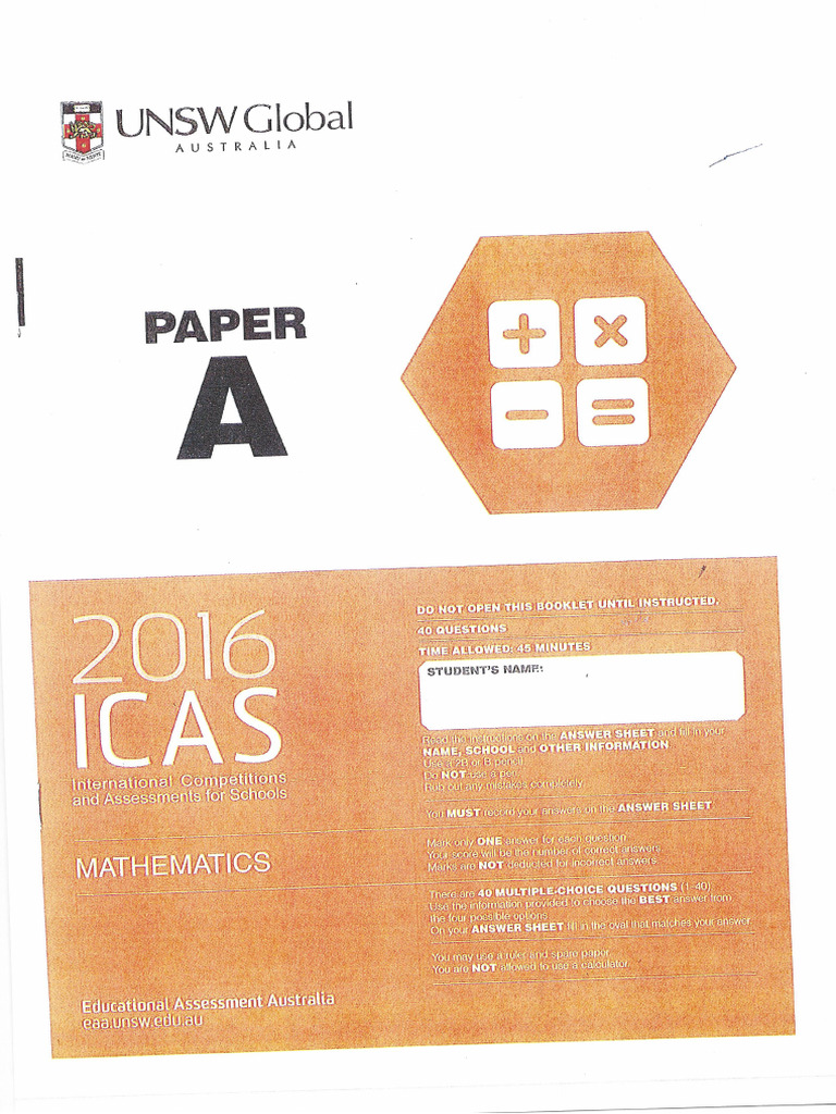 2016 Maths Paper A - Answers | PDF