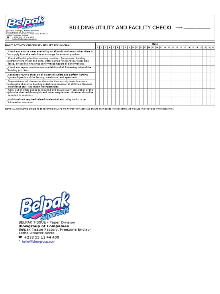 Utility Checklist | PDF