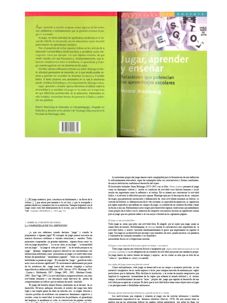 U1 - Noemi Aisencang Jugar - Aprender - y - Ensenar Capítulo 1 | PDF | Aprendizaje | Enseñando