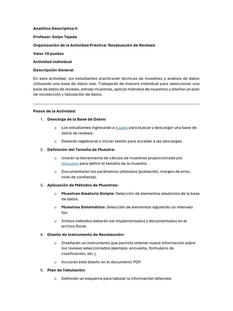 Actividad Practica 1 | PDF | Muestreo (Estadísticas)