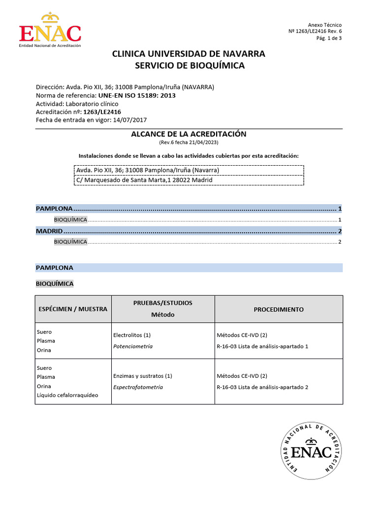 Anexo Tecnico Enac 1263 - LE2416 Rev6 2023 | PDF | Inmunoensayo