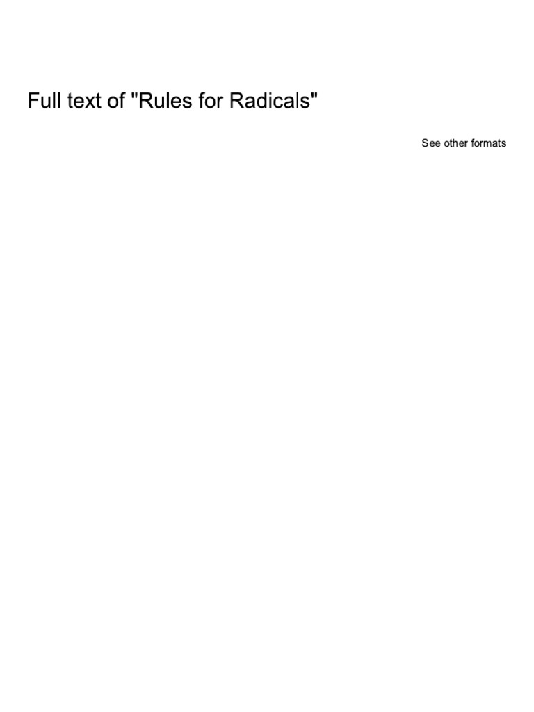 Rules For Radicals | PDF