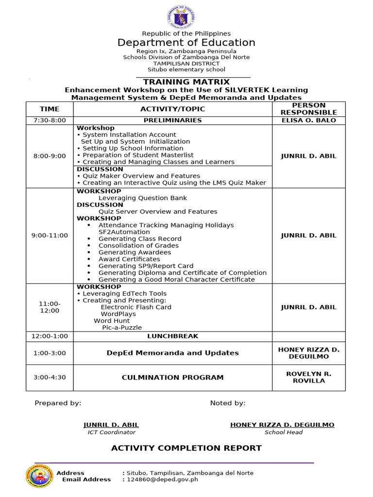 Silvertek LMS Workshop Report | PDF | Computing | Learning
