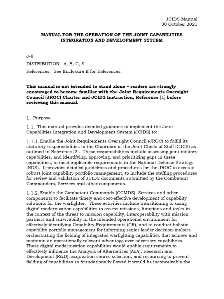Manual - JCIDS Oct 21-2025 | PDF | Defence Ministries | Military Of The ...