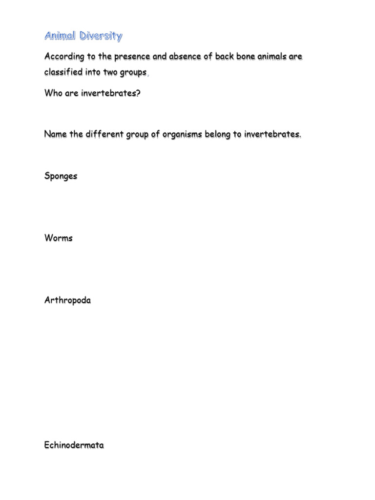 Diversity of Animals | PDF