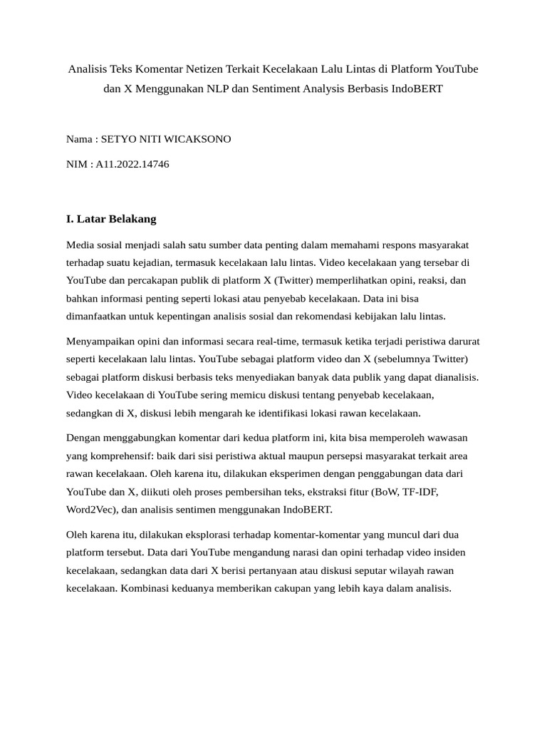 Analisis Teks Komentar Netizen Terkait Kecelakaan Lalu Lintas Di ...