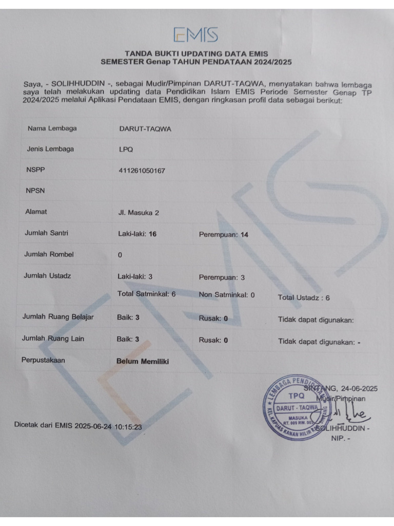 Bap TPQ Darut Taqwa | PDF