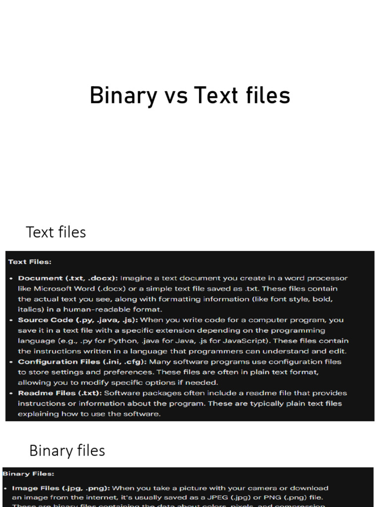 Binary Vs Text Files | PDF