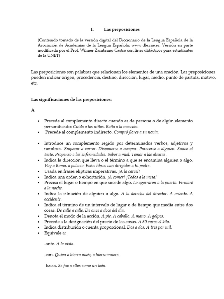 Las Preposiciones | PDF | Verbo | Lingüística