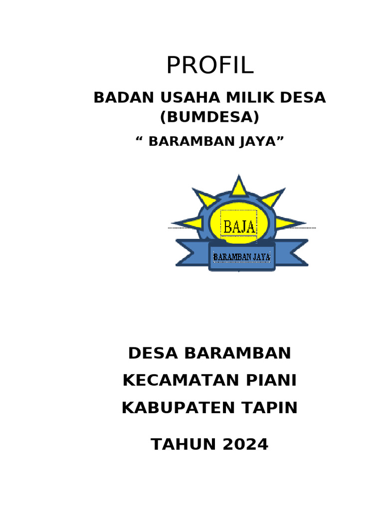 Profil Bumdes Baramban Jaya 2024 | PDF