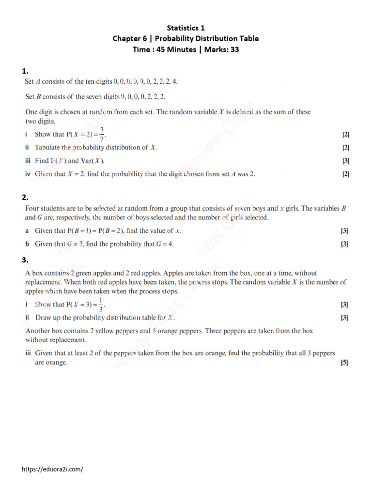 Probability Distribution Table Guide | PDF