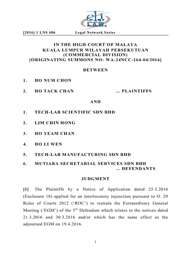 Interlocutory Injunction in Tech-Lab Case | PDF | Dividend | Liquidation