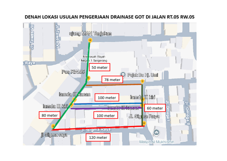 Denah Lokasi Usulan Pengerjaan Drainase Got Di Jalan Rt.05 | PDF
