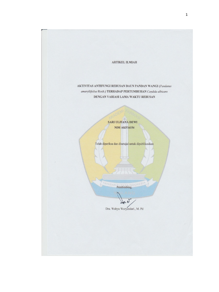ARTIKEL PDF Uji Fitokimia Daun Pandan Wangi | PDF