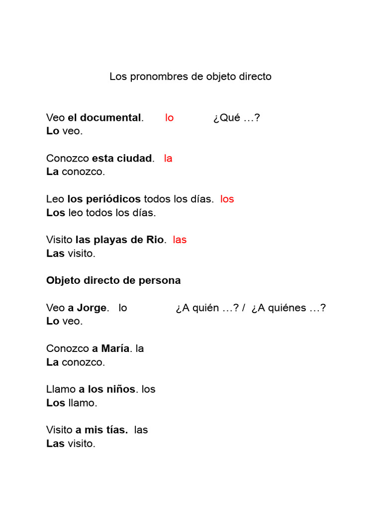 Objeto Directo e Indirecto | PDF | Verbo | Objeto (gramática)