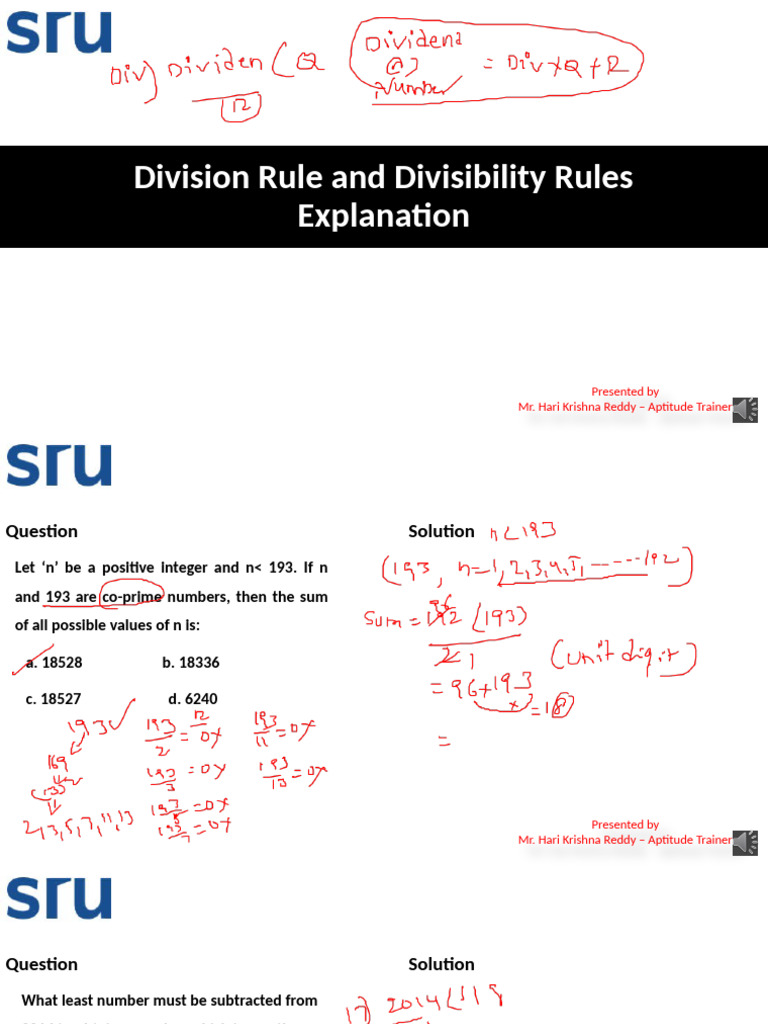 Division and Divisibility Rule | PDF | Division (Mathematics) | Number ...