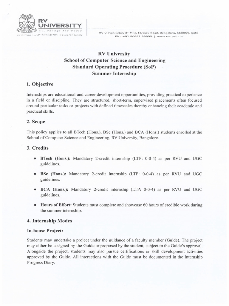 Summer Internship SOP | PDF