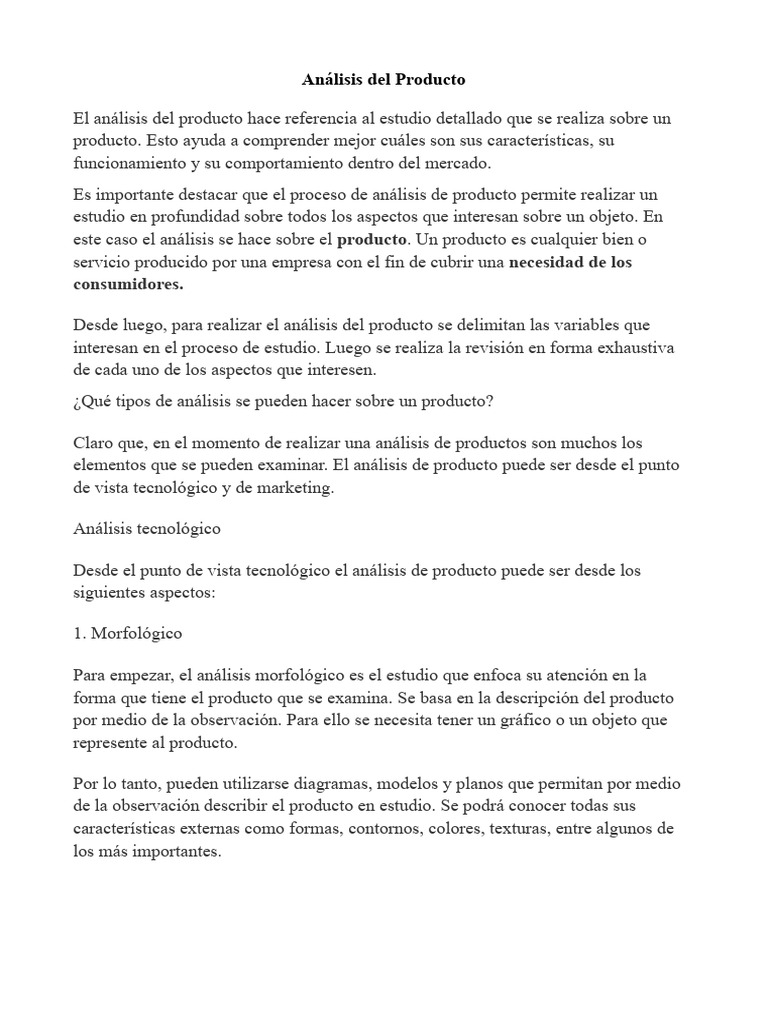 An-Lisis Del Producto | PDF | Producto (Negocio) | Mercado (economía)