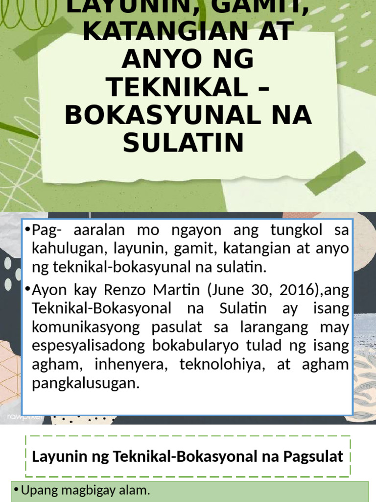 Kahulugan, Layunin, Gamit, Katangian at | PDF