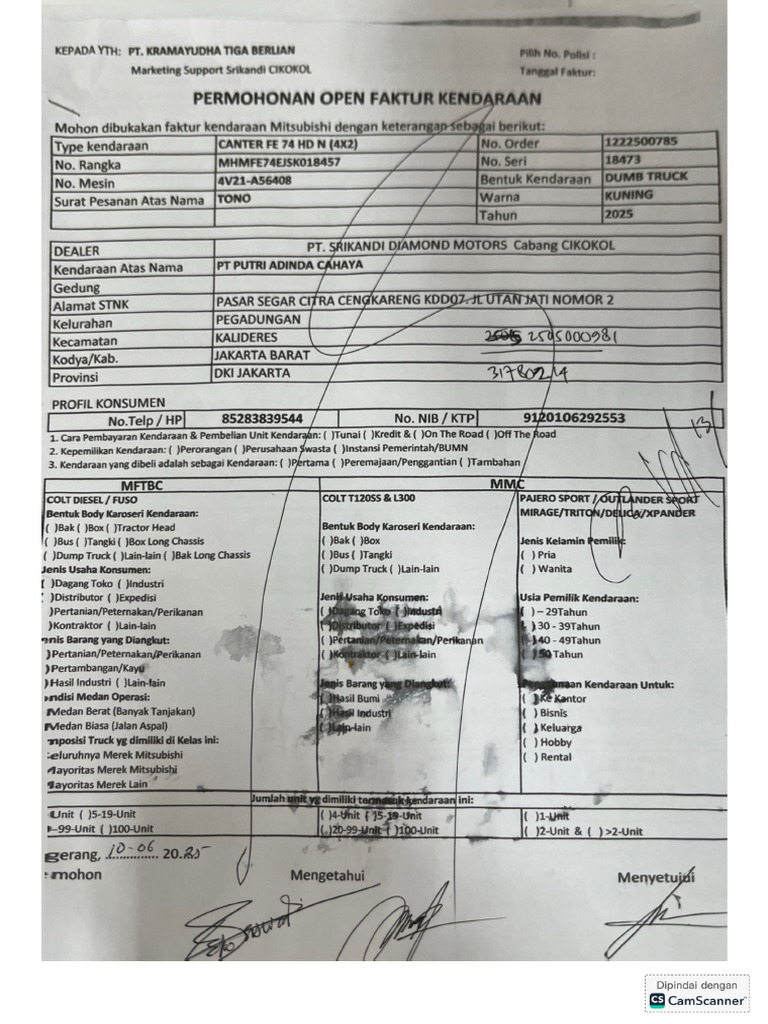 Permohonan Rekom Kuning PT Putri Adinda | PDF