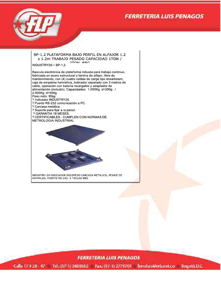 Ficha Bascula 2 Ton | PDF