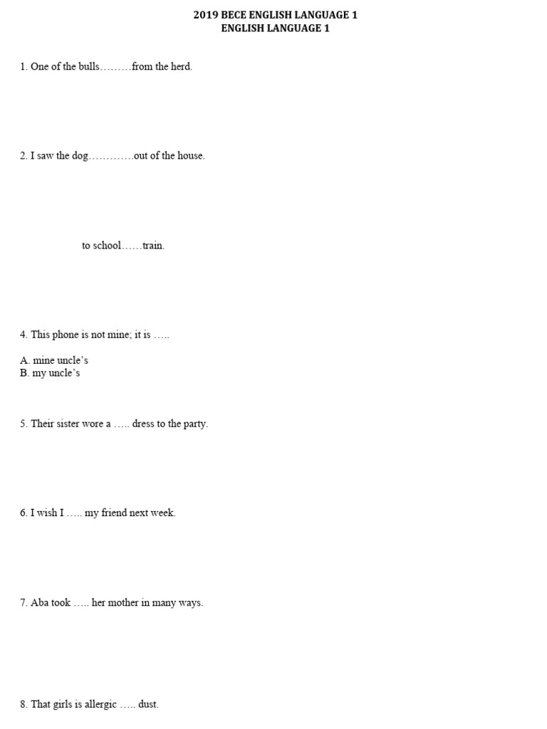 2019 BECE English Language Practice | PDF