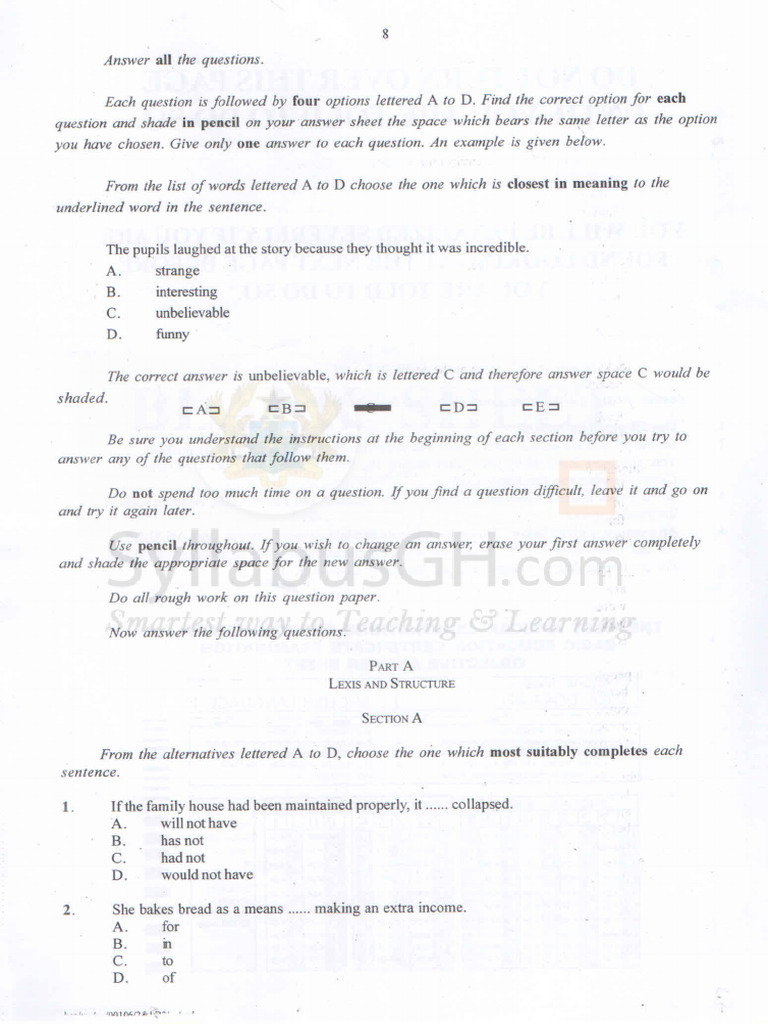 2022 Bece English Lang Paper 1 | PDF