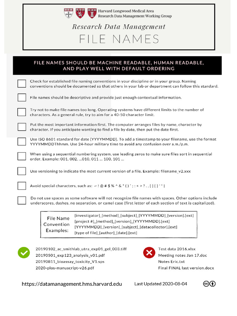 OSF - 20200804 RDM Checklist File Names Form | PDF