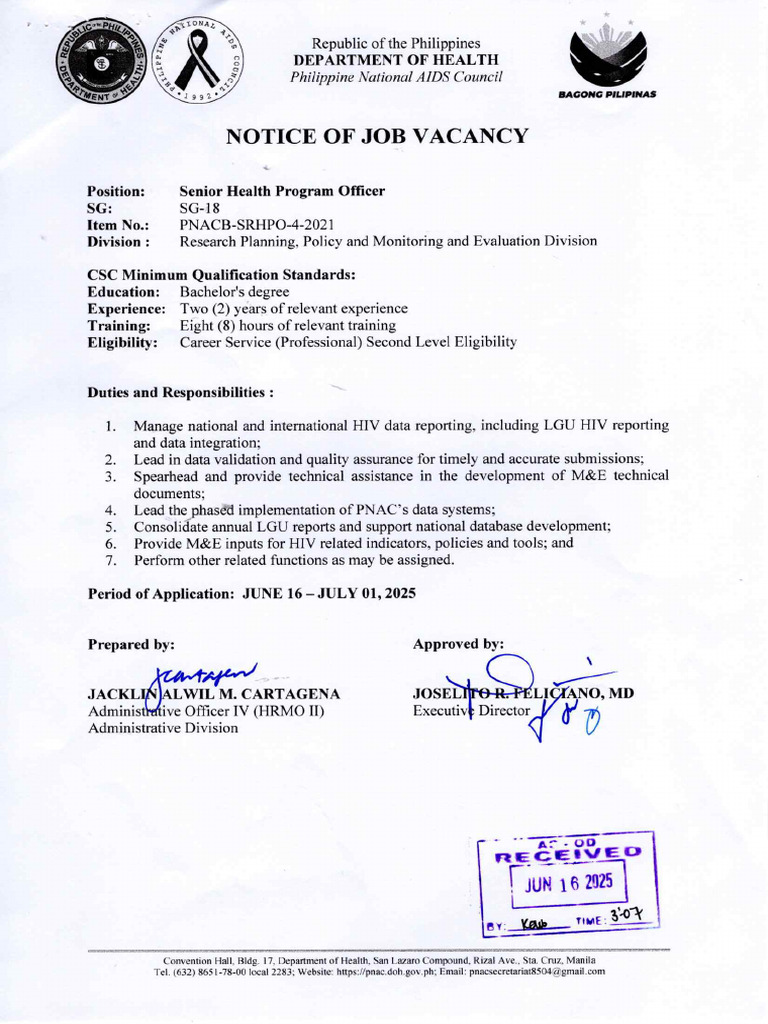Notice of Job Vacancy | PDF
