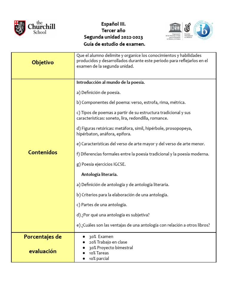 Guía Temática Español 3 2da Unidad 2024-2025 | PDF