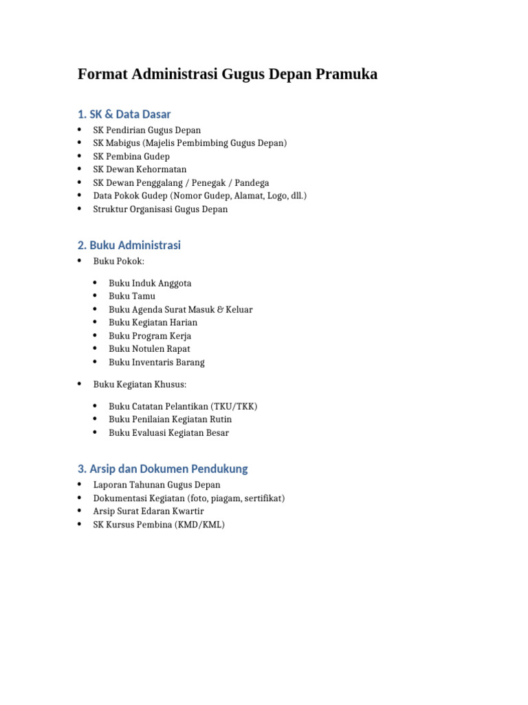 Format Administrasi Gudep Pramuka | PDF